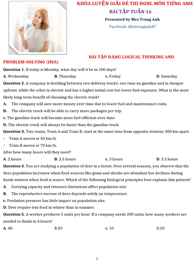 English Exam Logical Thinking Practice | PDF