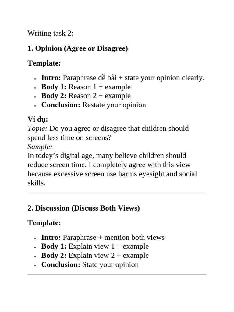 IELTS Writing Task 2 Templates Guide | PDF