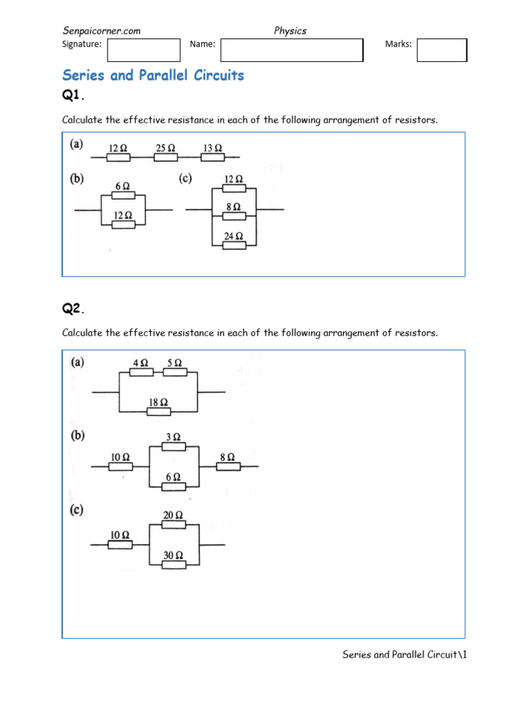 Series and Parallel Circuit Calculations | PDF | Resistor | Series And ...