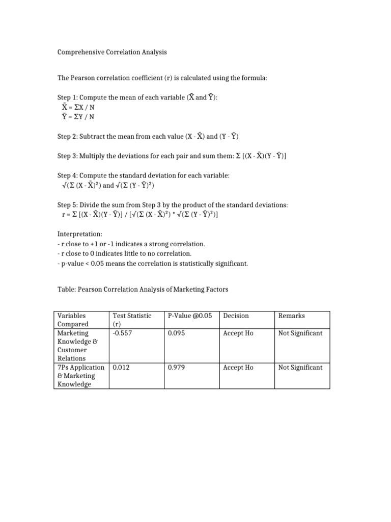 Pearson Correlation Analysis Guide | PDF