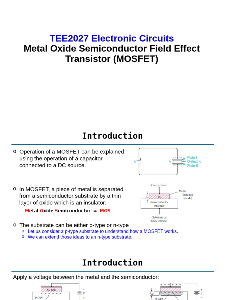 Understanding MOSFET Operation | PDF | Field Effect Transistor | Mosfet