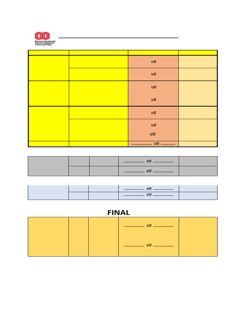 Jadwal Pertandingan Bola Volly Hut Ri 80 | PDF