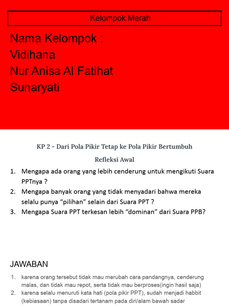 Suara Pola Pikir: Dari Tetap ke Bertumbuh | PDF