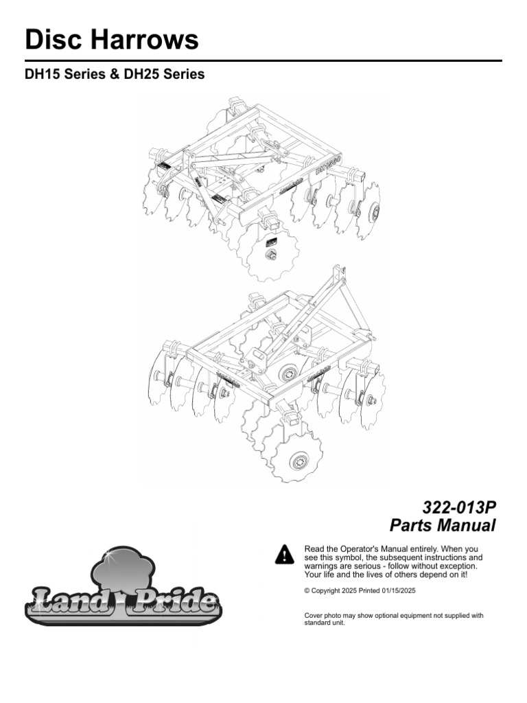 DH15 & DH25 Disc Harrow Parts Manual | PDF