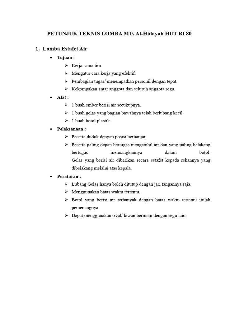 Petunjuk Teknis Lomba Mts Al | PDF