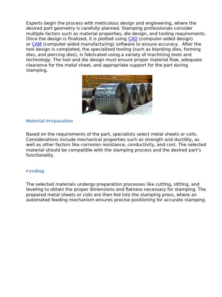 Stamping Process: Design to Material Prep | PDF