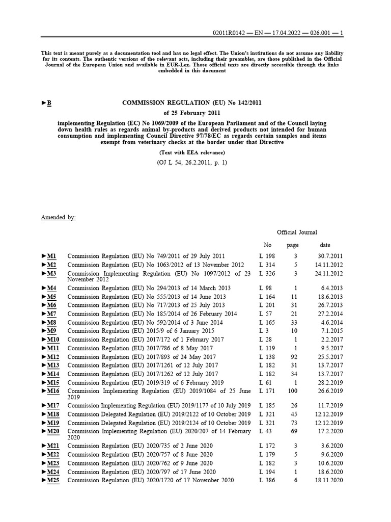 EU Regulation on Animal By-Products | PDF | Incineration