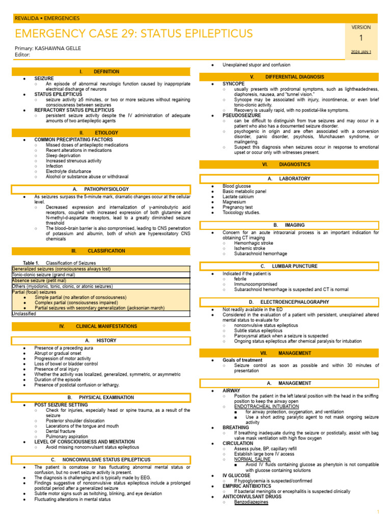 Emergency Case 29 - Status Epilepticus | PDF | Medical Specialties ...