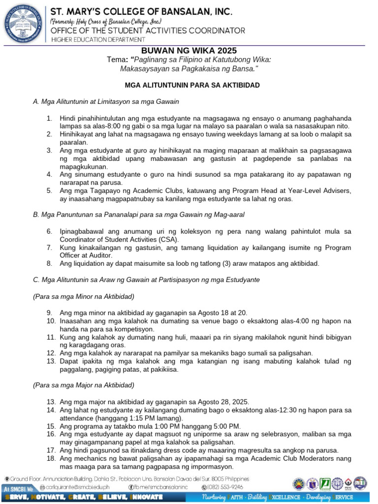 Buwan NG Wika 2025 2026 Mechanics Program Flow Shared Responsibilities ...