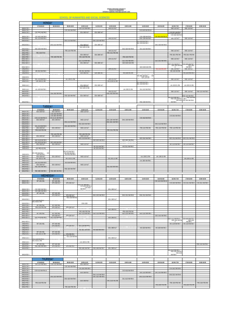SHSS Distance Learning Timetable 2025 | PDF | Liberal Arts Education