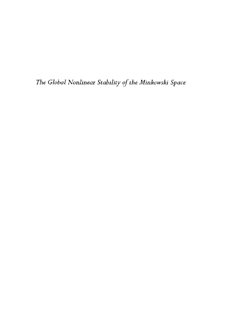 Global Nonlinear Stability of Minkowski | PDF | Geometry | Topology