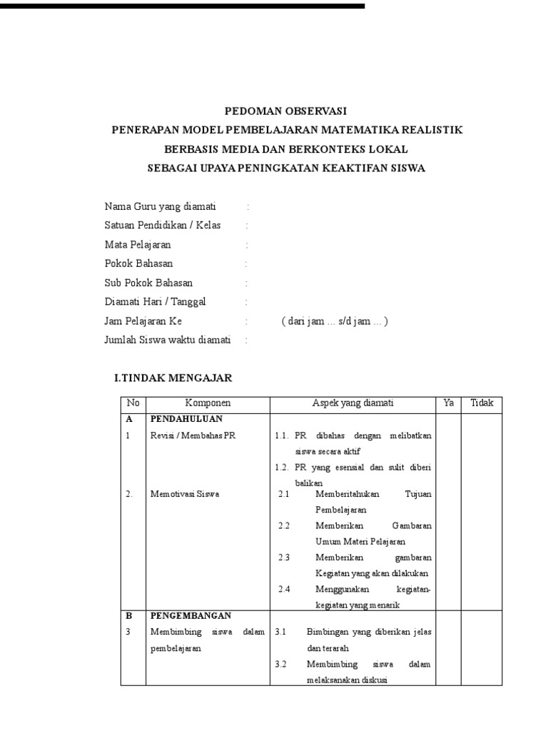 Pedoman Observasi | PDF