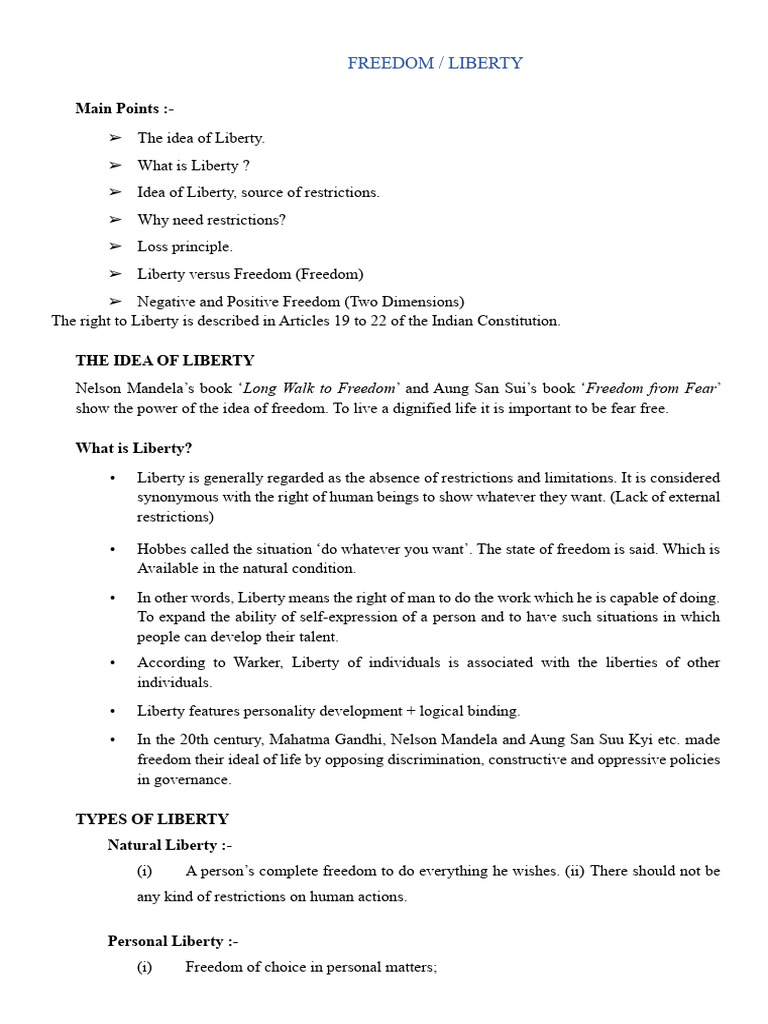 Chapter 2 - Freedom - Liberty Notes | PDF | Liberty | Liberalism