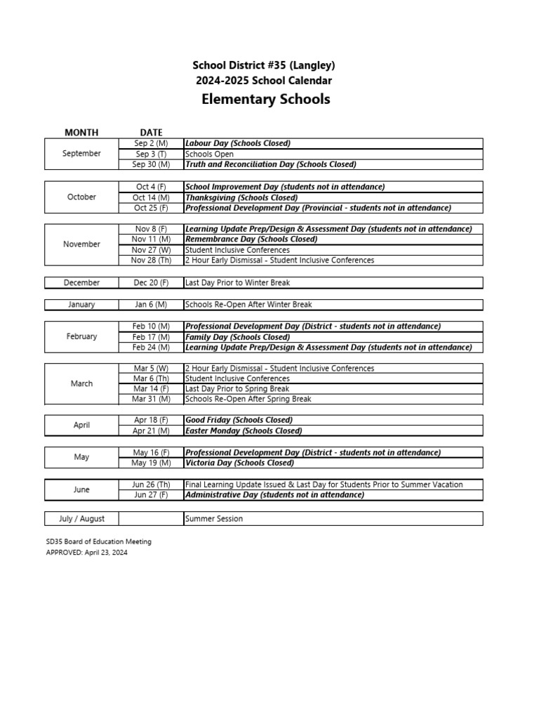 2024 2025 Elementary School Calendar.c63d77301 | PDF | Observances