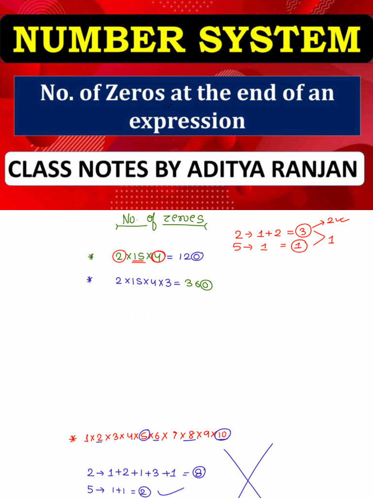 229) No of Zeroes (Class Notes) - by Solomon | PDF