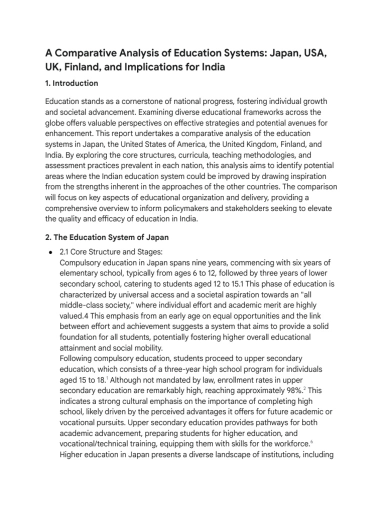 Comparative Education Systems Analysis | PDF | Curriculum | Schools