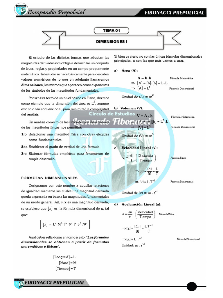 Fórmulas Dimensionales en Física Básica | PDF | Vector Euclidiano ...
