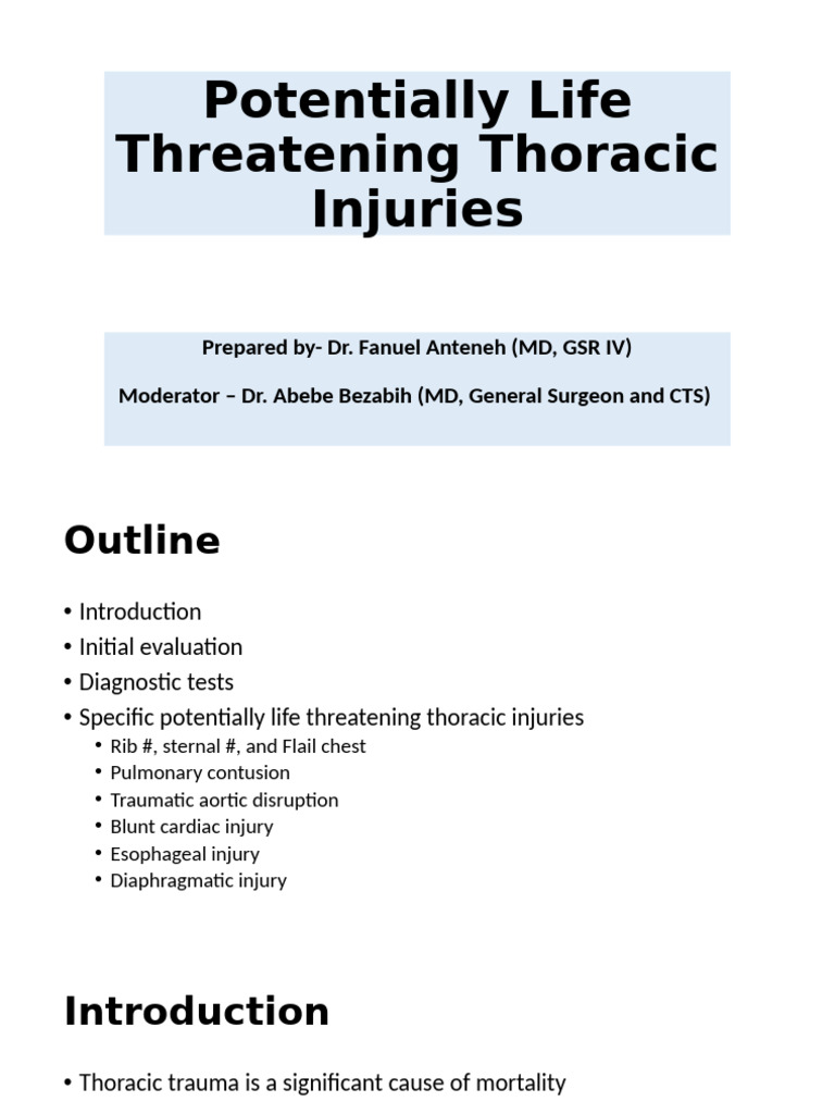 Life-Threatening Thoracic Injuries | PDF | Thorax | Lung