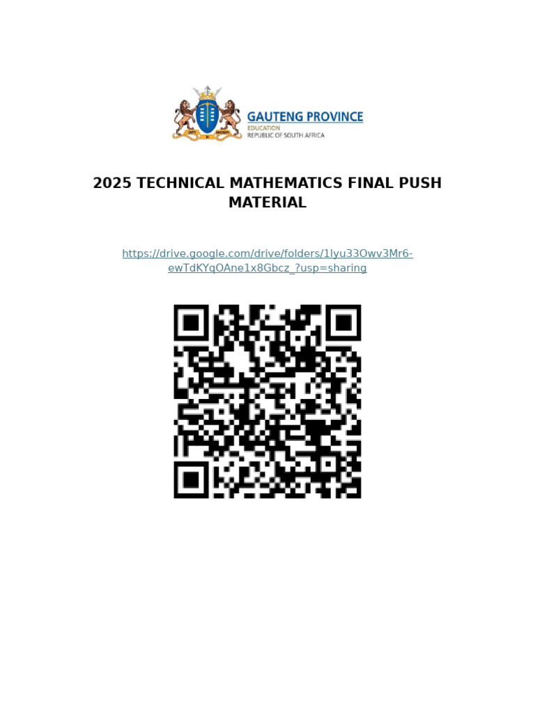 2025 Technical Mathematics Final Push | PDF