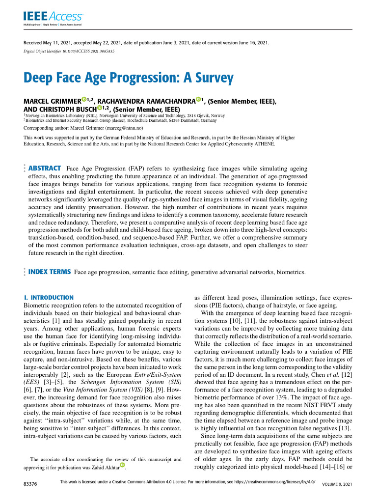 Deep Face Age Progression A Survey | PDF | Deep Learning | Statistical ...