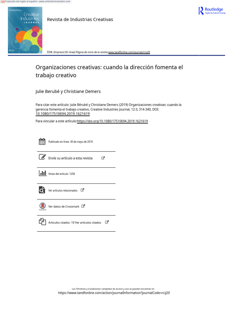 Creative Organizations When Management Fosters Creative Work - En.es ...