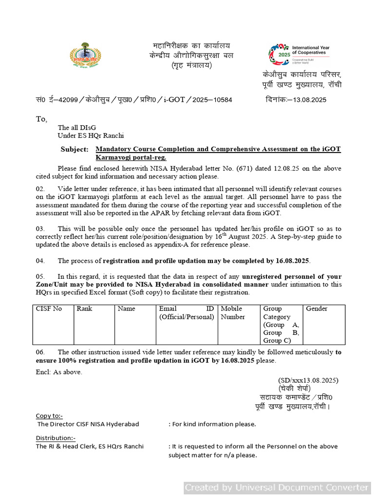 Mandatory Course Completion and Comprehensive Assessment On The iGOT | PDF