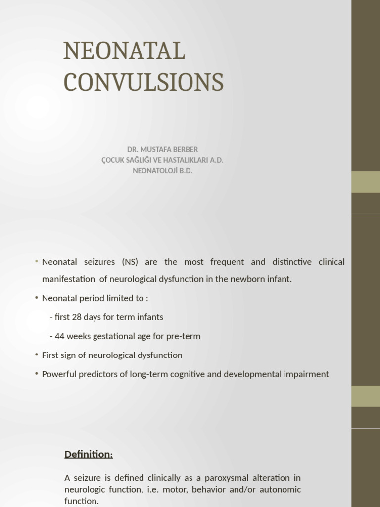 Neonatal Convulsion Ders | PDF | Epilepsy | Nervous System