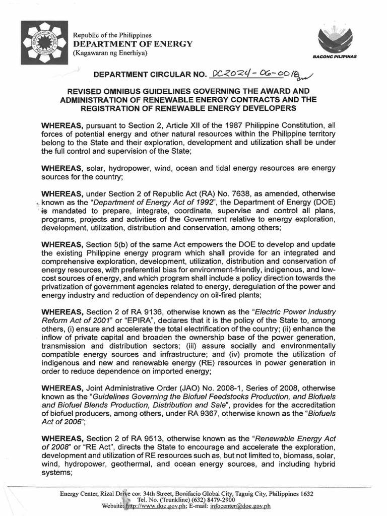 Revised Guidelines for Renewable Energy Contracts | PDF