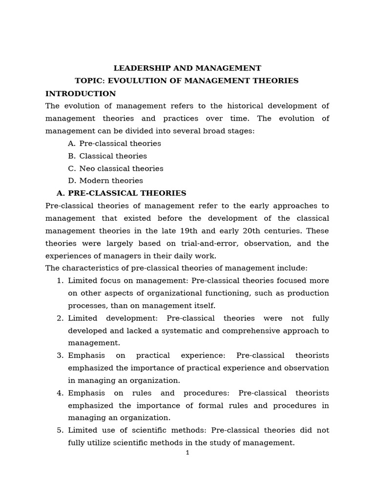 Evolution of Management Theories | PDF | Leadership | Quantitative Research