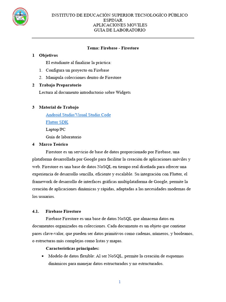 Guía de Laboratorio: Firebase Firestore | PDF | Aplicación movil ...