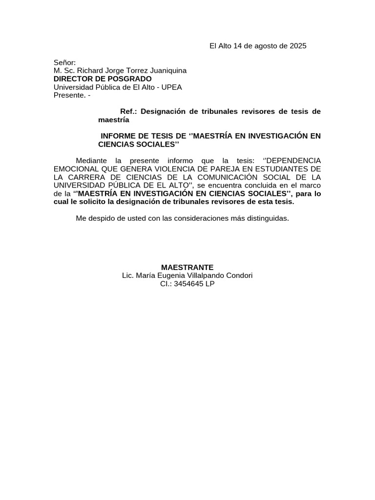 Carta Designacion Tutores | PDF