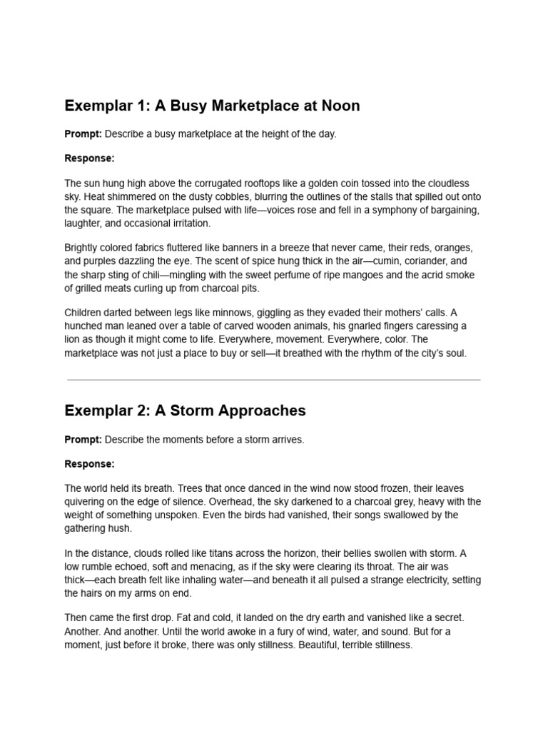 Descriptive Writing Exemplars | PDF