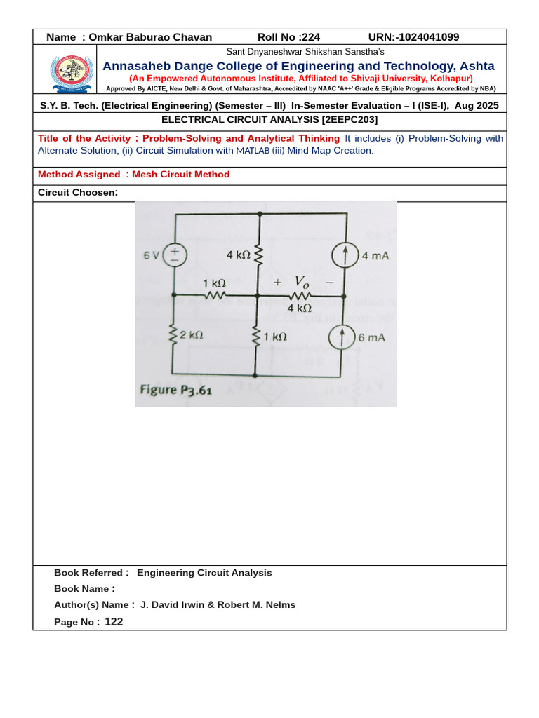 Circuit Approval Sheet Omkar | PDF