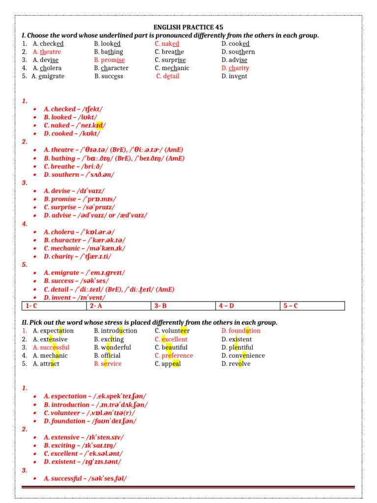 ĐỀ 45 (11) -KEY | PDF | Phrase | Linguistics