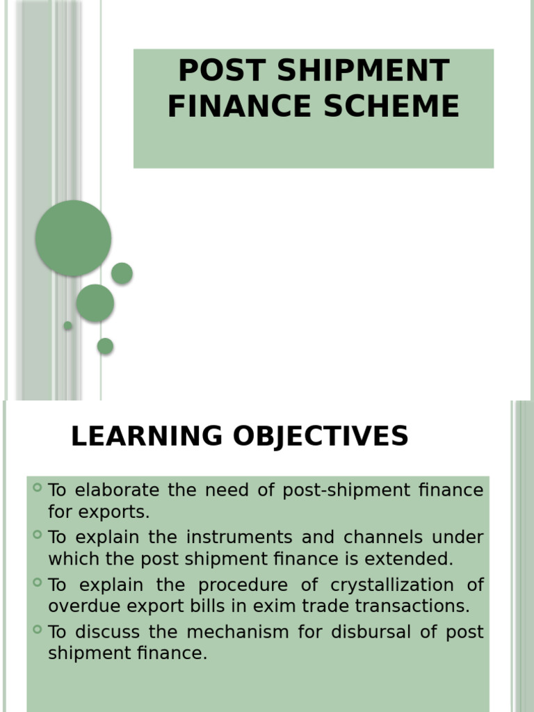 Post Shipment Finance for Exporters | PDF | Credit | Finance & Money ...