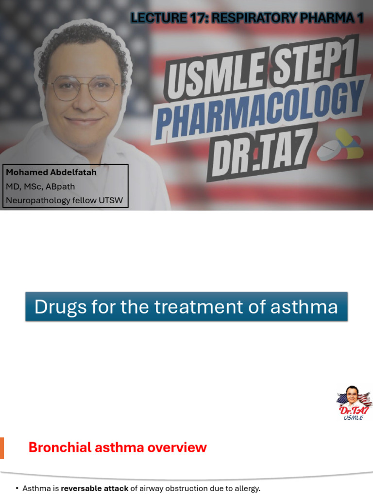 Lecture 17 - Respiratory Pharma 1 | PDF