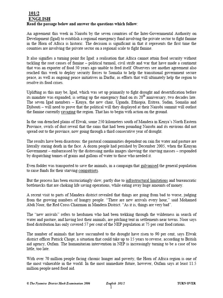 2006 Nyamira District Paper 22 | PDF | Famine | Somalia