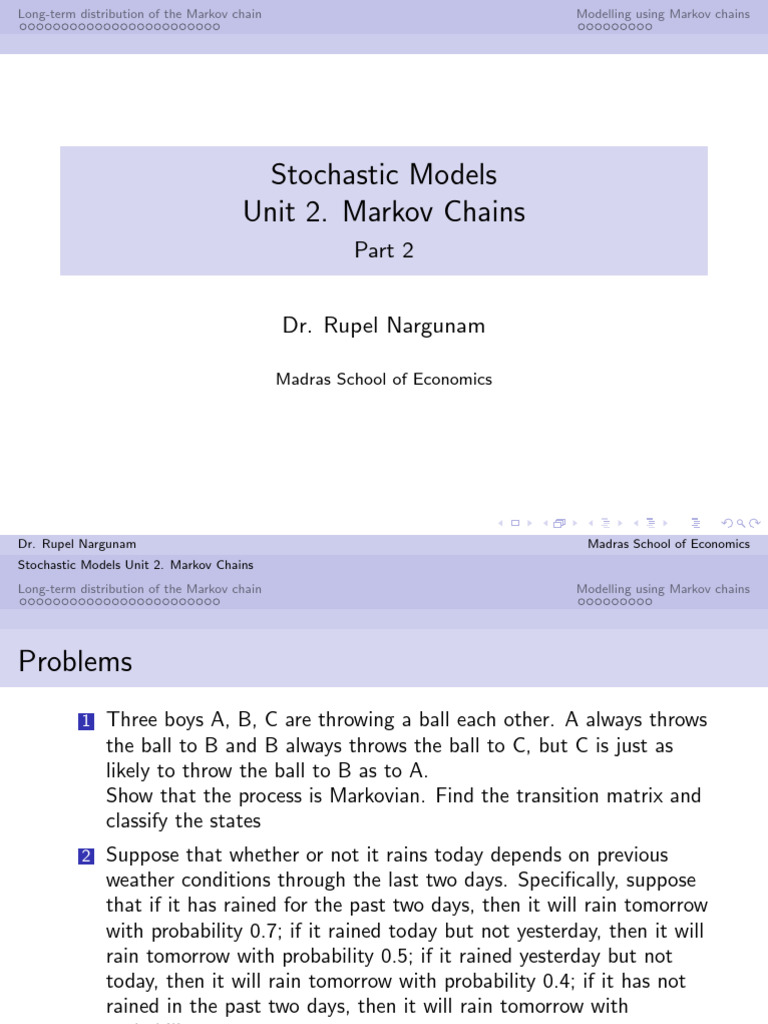 Long-Term Behavior of Markov Chains | PDF | Markov Chain | Stochastic ...