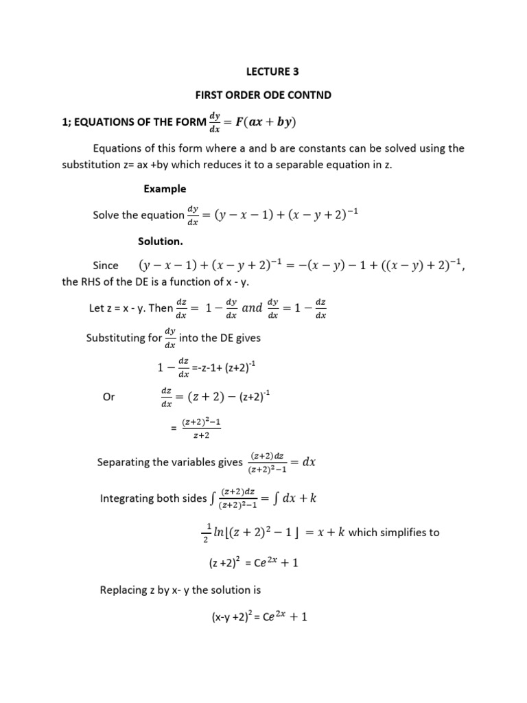 FIRST ORDER ODE CONTND (Iii) | PDF | Equations | Ordinary Differential ...