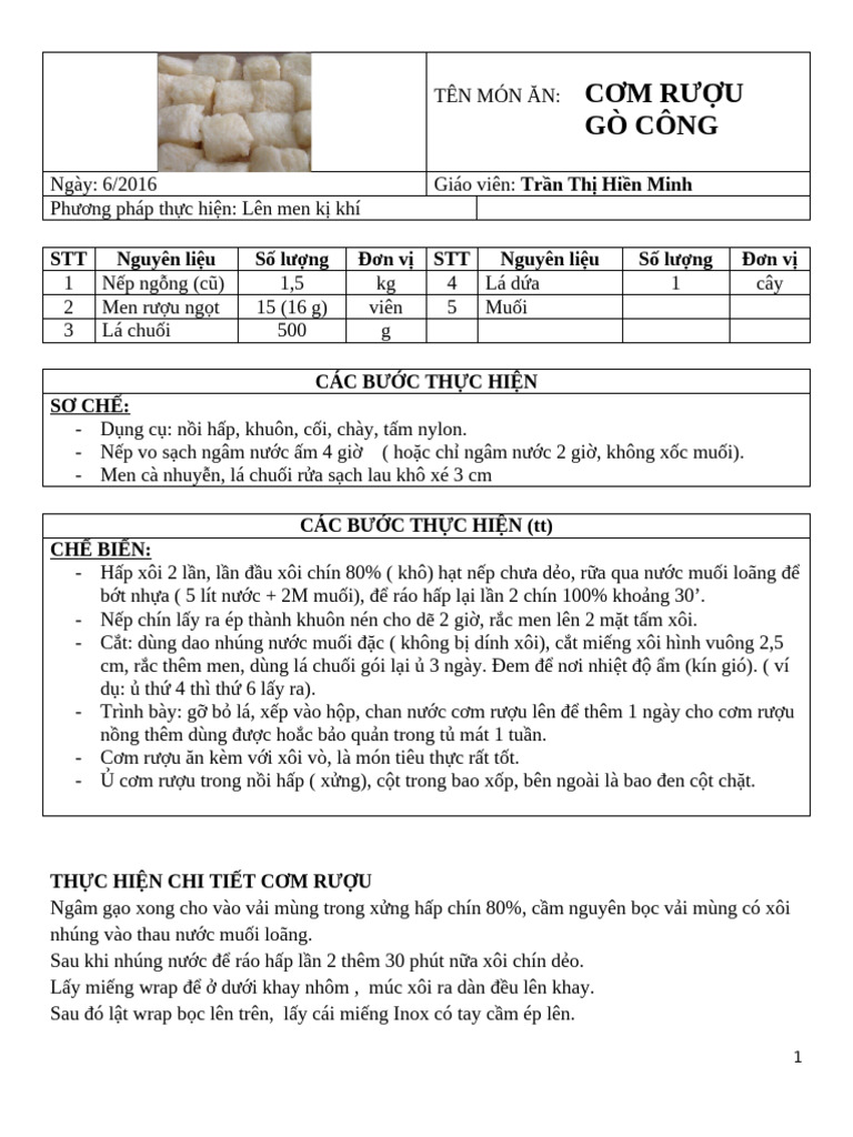 Com Ruou Banh Bo | PDF