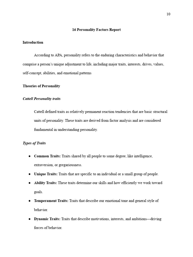 16 Personality Factors Overview | PDF | Behavioural Sciences | Psychology