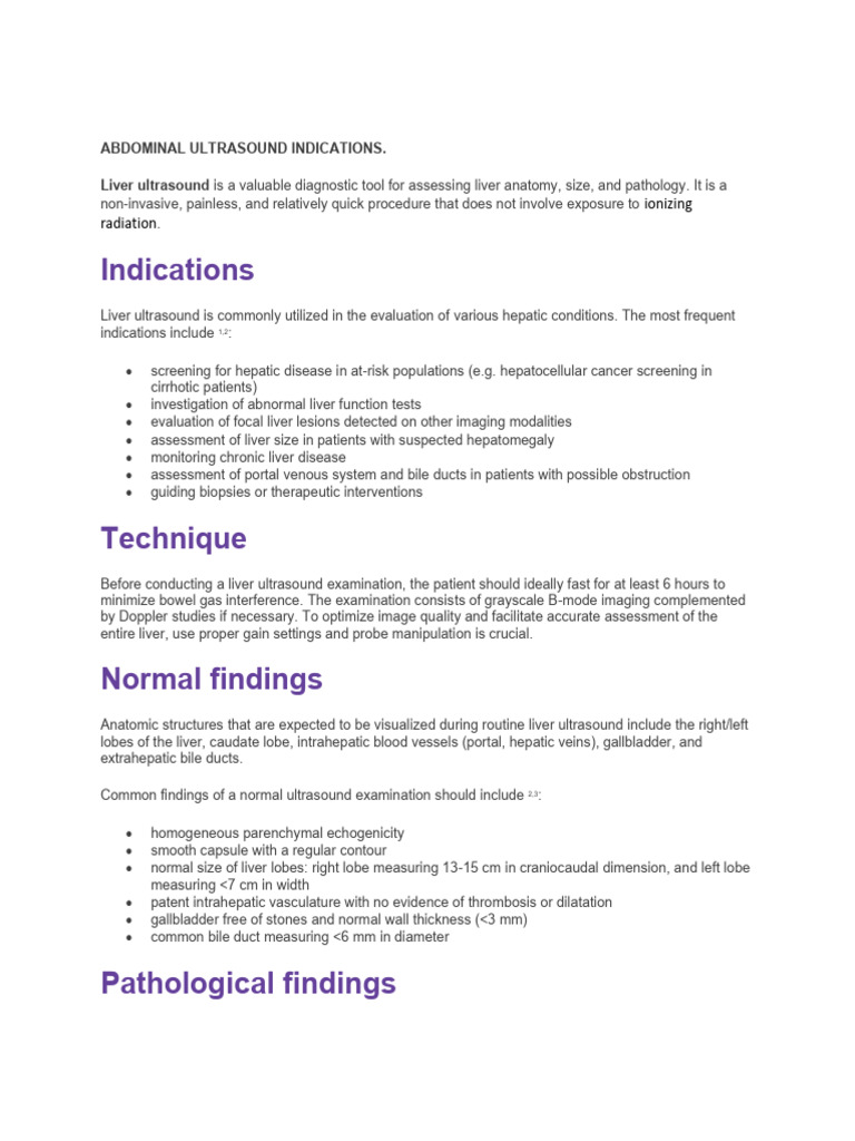 Liver Ultrasound Indications and Techniques | PDF | Liver | Spleen
