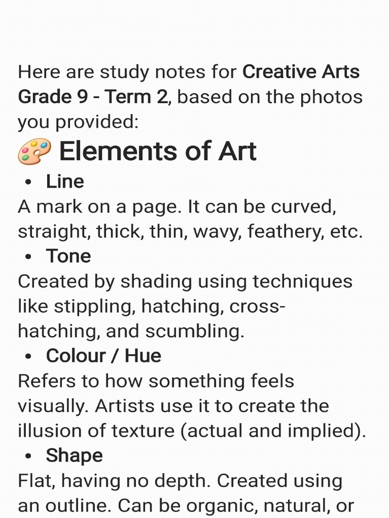 Visual Arts Term 2 Notes | PDF