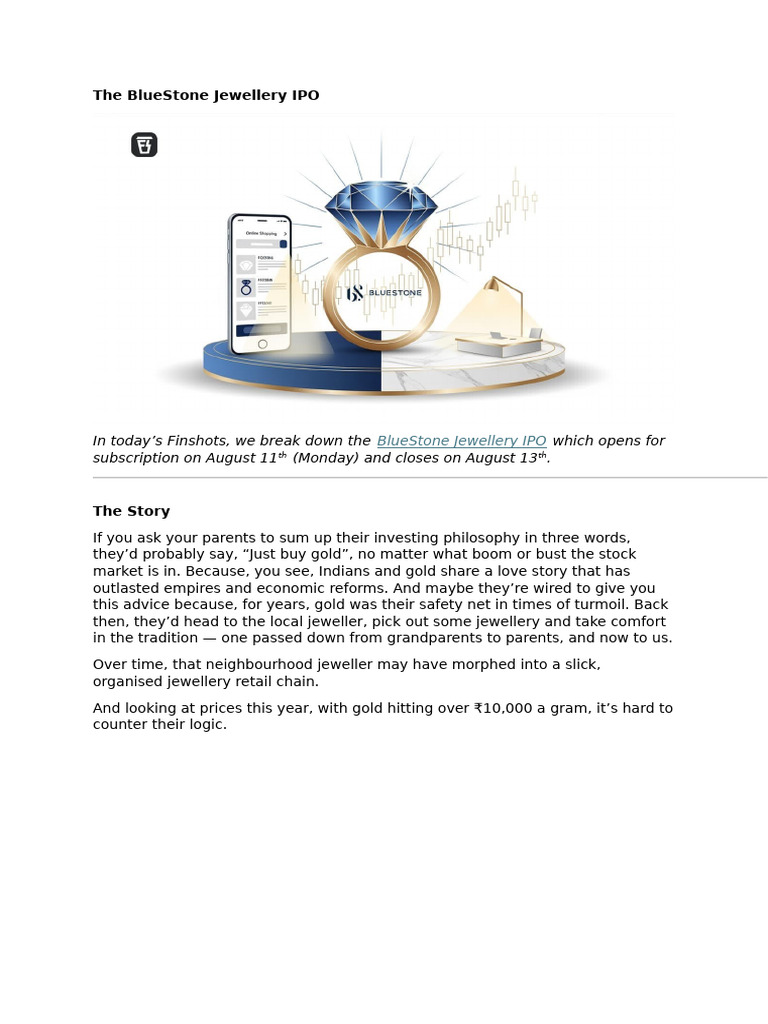 The BlueStone Jewellery IPO | PDF