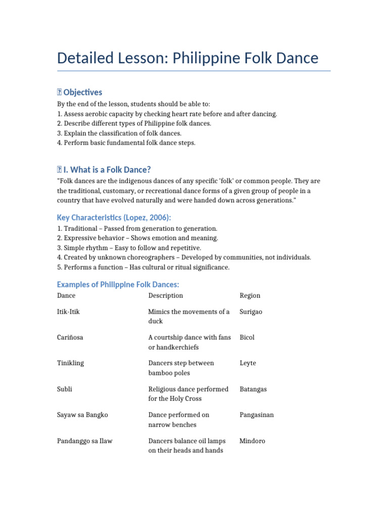 Philippine Folk Dance Overview | PDF | Dances | Recreation
