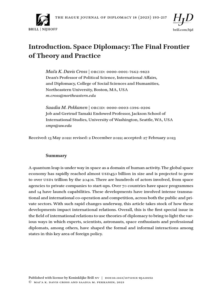 2.space Diplomacy - The Final Frontier of Theory and Practice | PDF ...