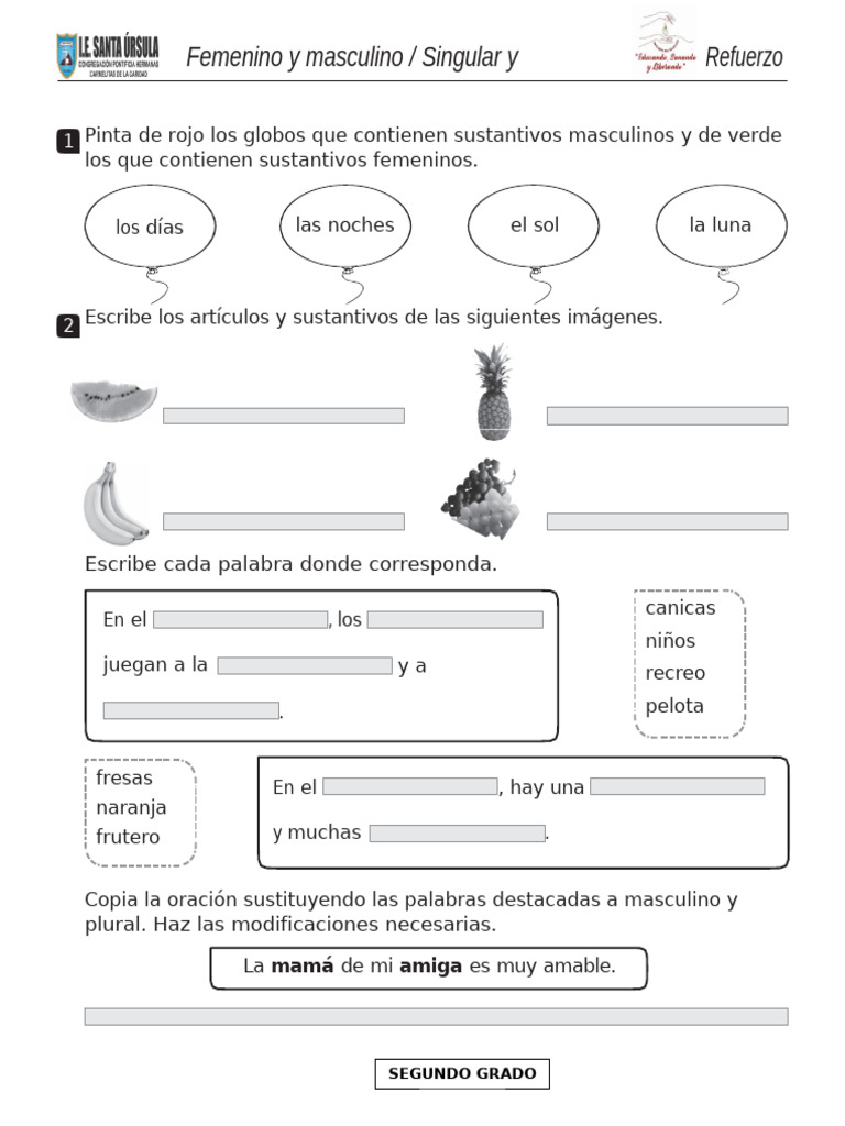 Sustantivo Singular y Plural | PDF
