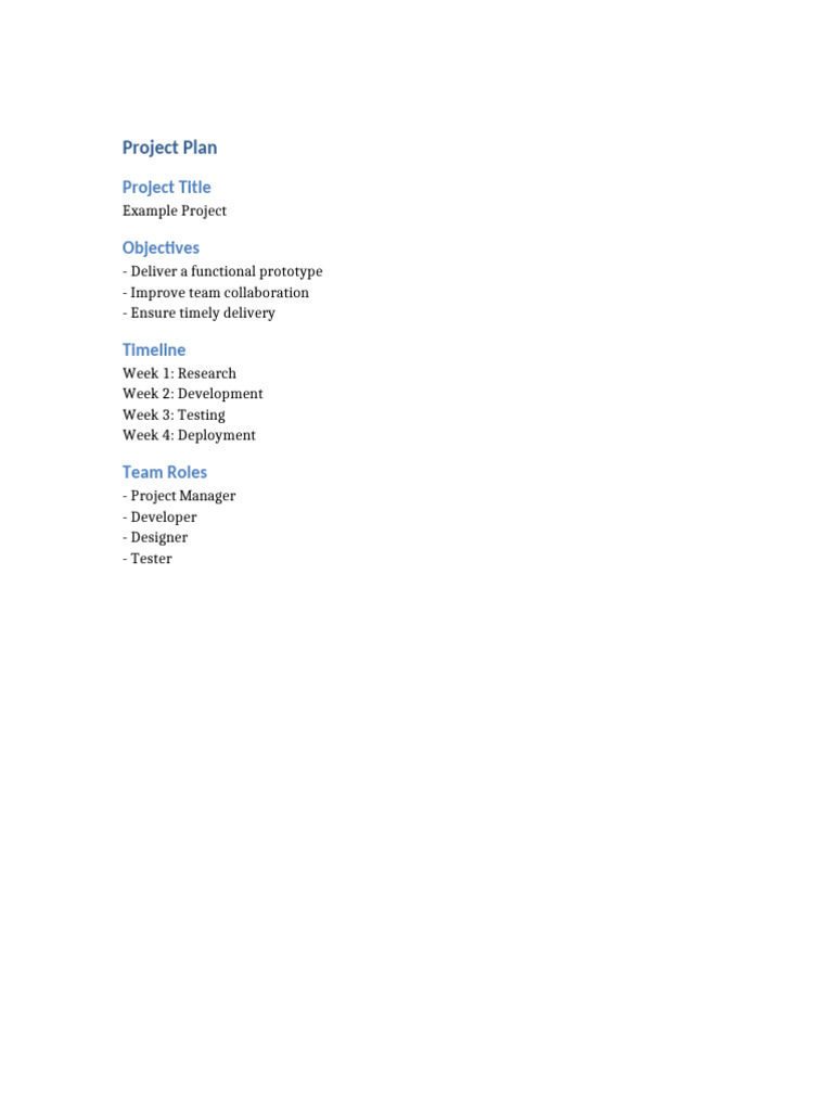 Example Project Plan Overview | PDF