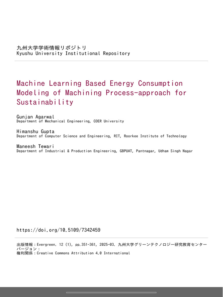 Machine Learning Based Energy Consumption | PDF | Machine Learning | Regression Analysis