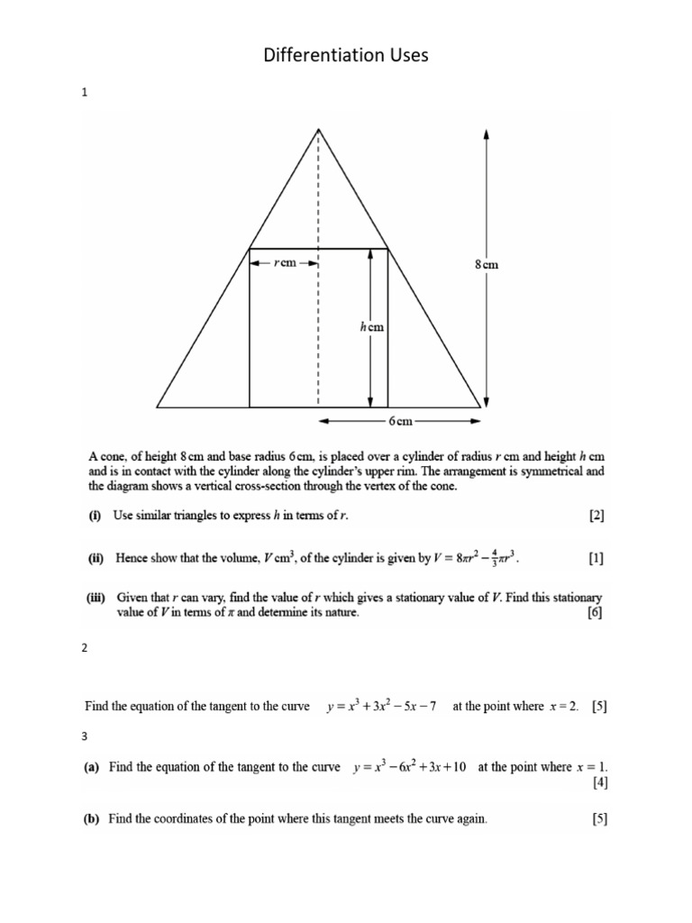 Differentiation Uses IGCSE | PDF